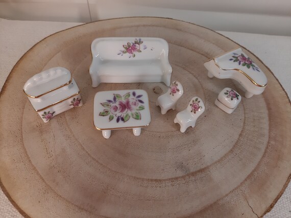 7 Piece Ceramic Furniture Set Dollhouse Furniture Japan Etsy UK