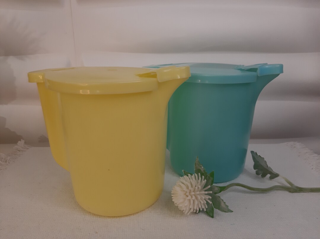 Tall Tupperware Milk Jug With Flip Top Lid, Yellow or Aqua Green, 1970s ...