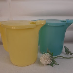 Tall Tupperware Milk Jug With Flip Top Lid, Yellow or Aqua Green, 1970s ...