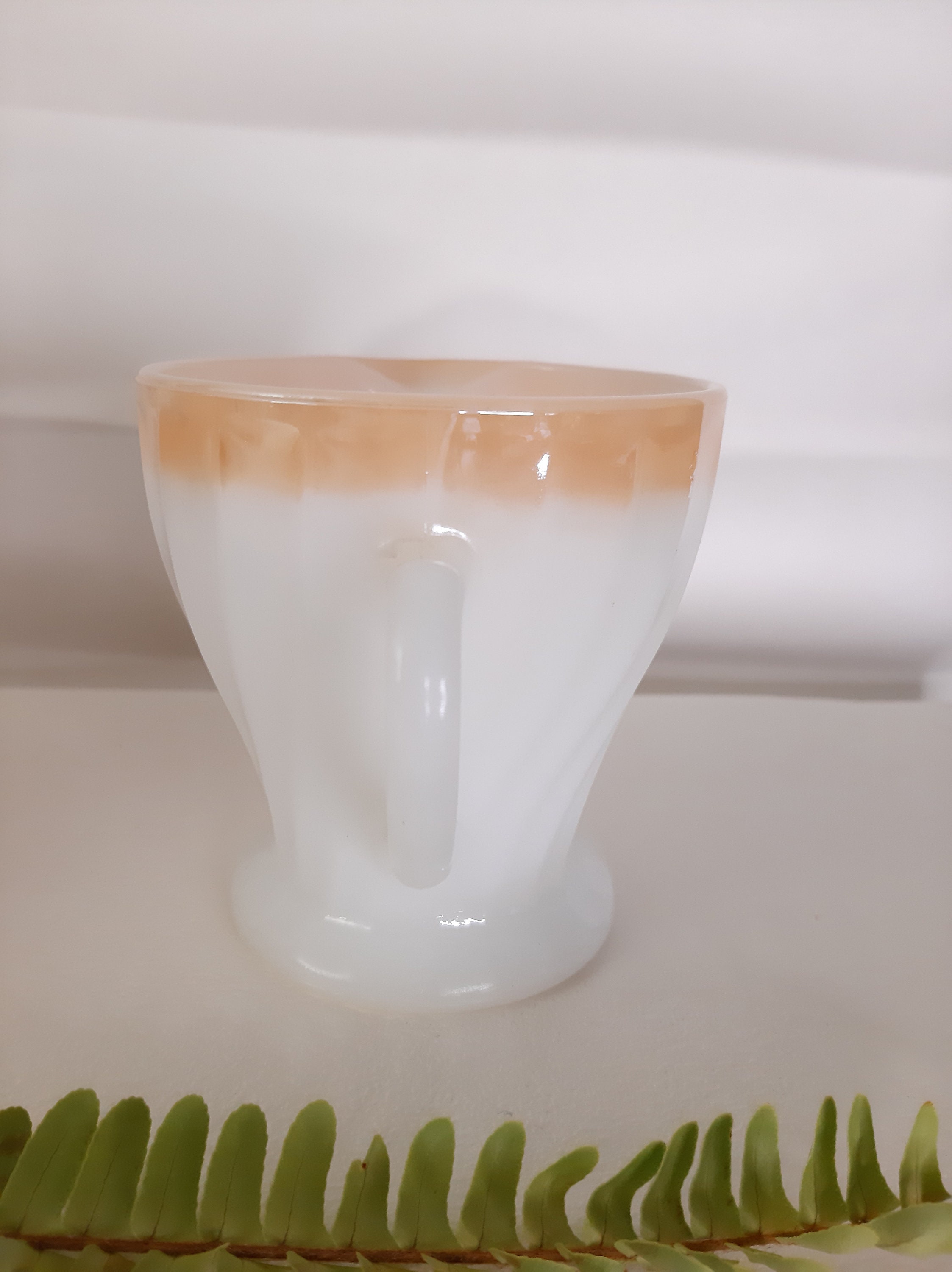 Fire King Milk Jugs, Peach and White With Peach Rim. Vintage, 1970, USA ...