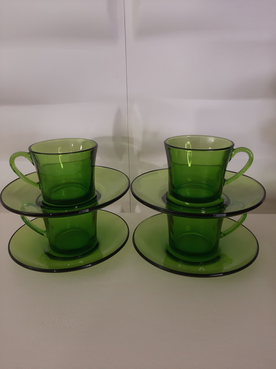 Chávenas de café, Duralex Spain, verdes, conjunto de 2 ou 4, Vintage ...