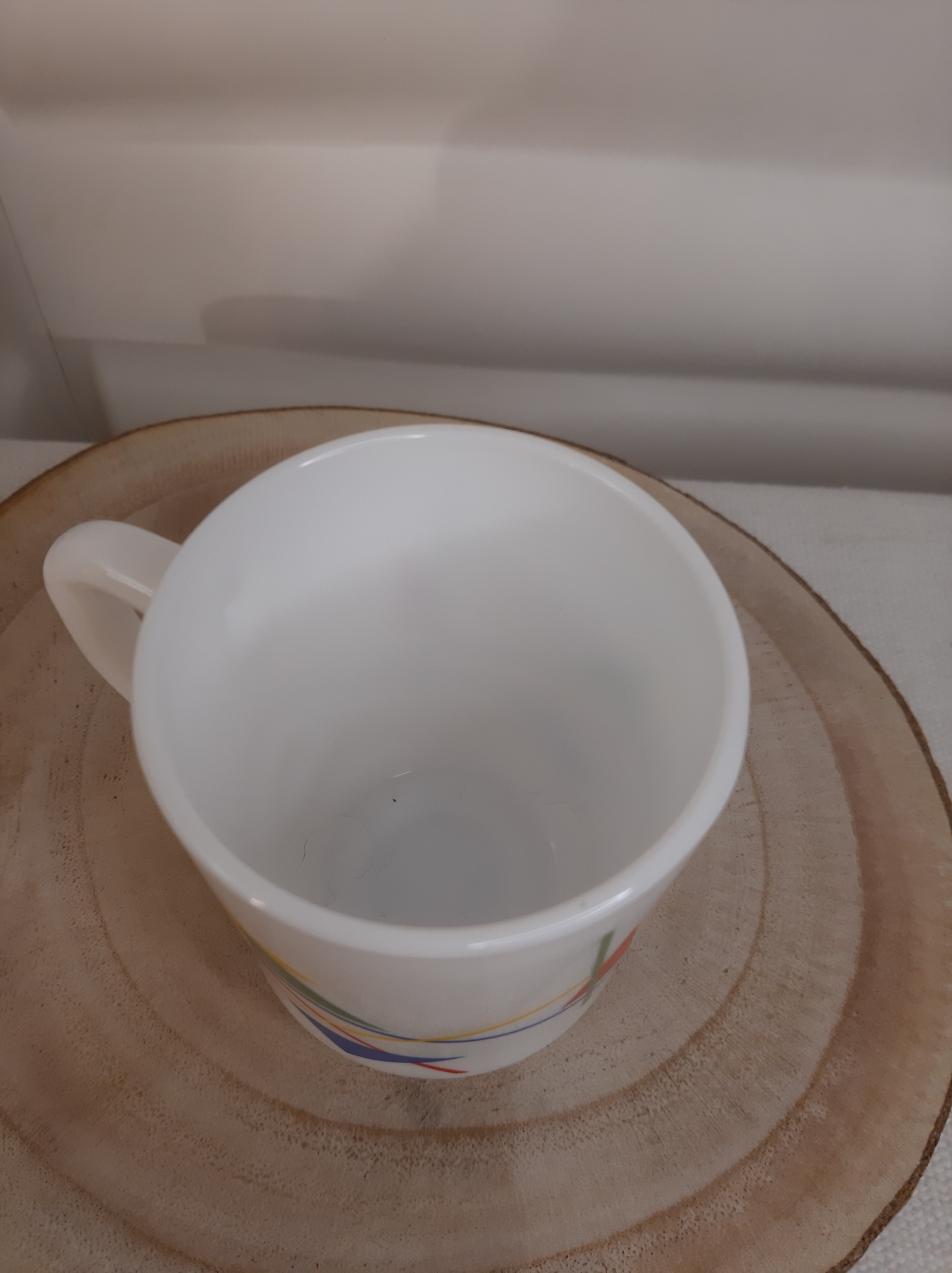 Arcopal Mug With Geometric Shapes, Milkglass, 1980, Vintage - Etsy UK