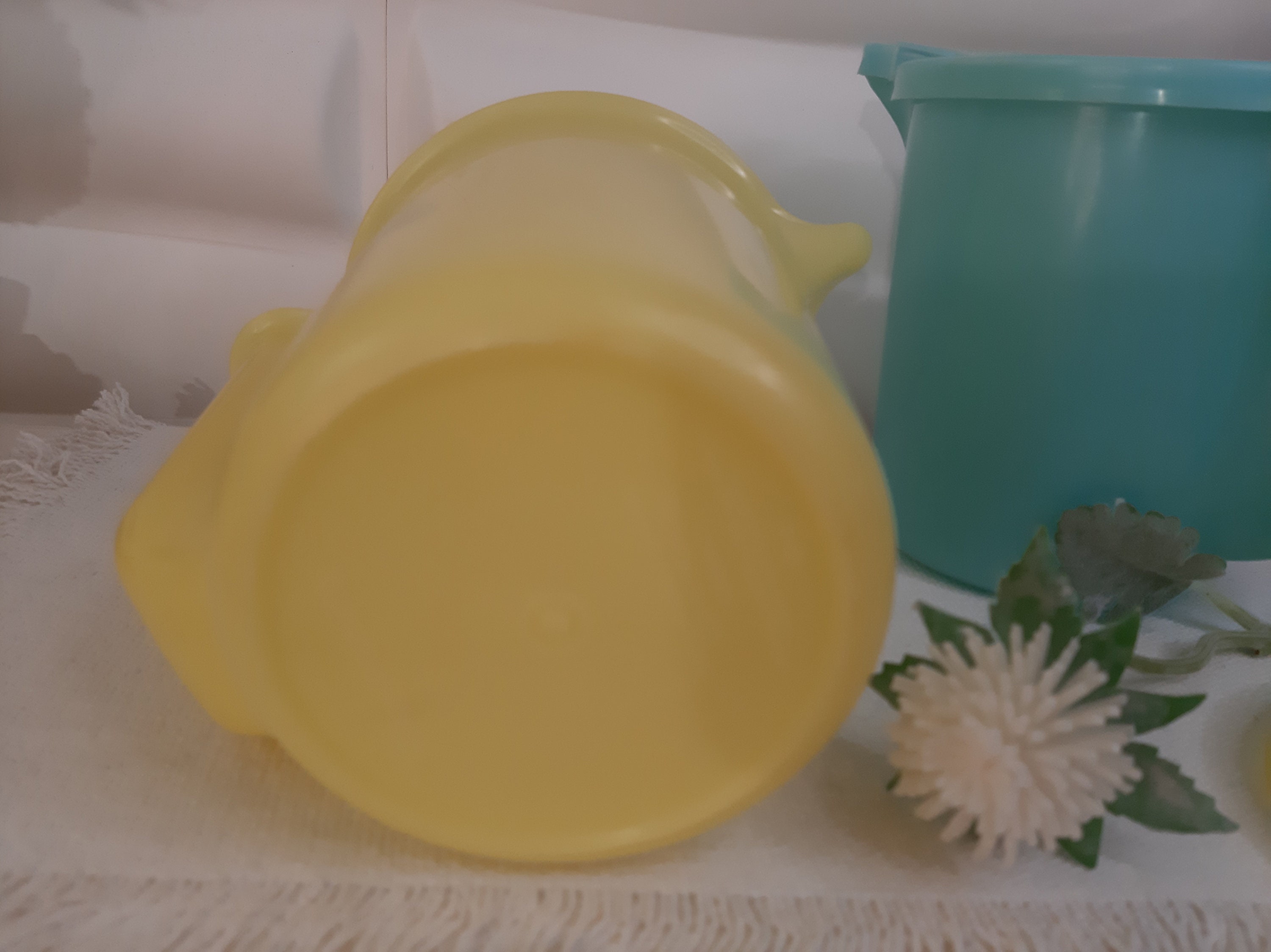 Tall Tupperware Milk Jug With Flip Top Lid, Yellow or Aqua Green, 1970s ...