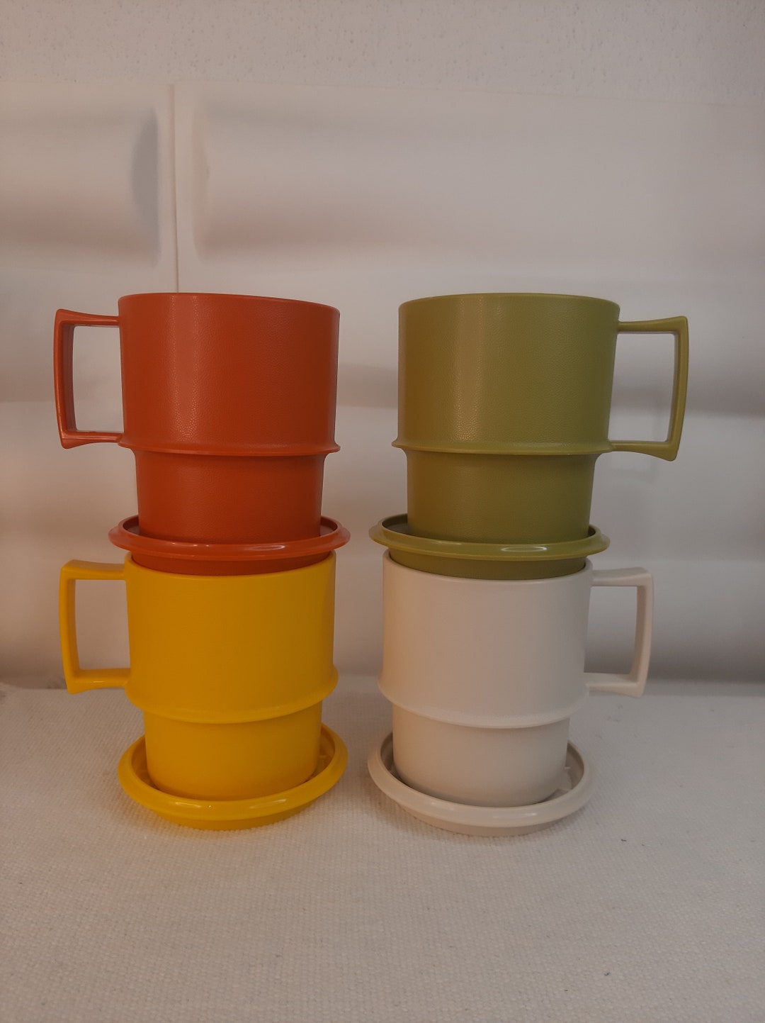 Tupperware Mugs With Saucer That Transforms Into a Lid, 80s, Vintage - Etsy