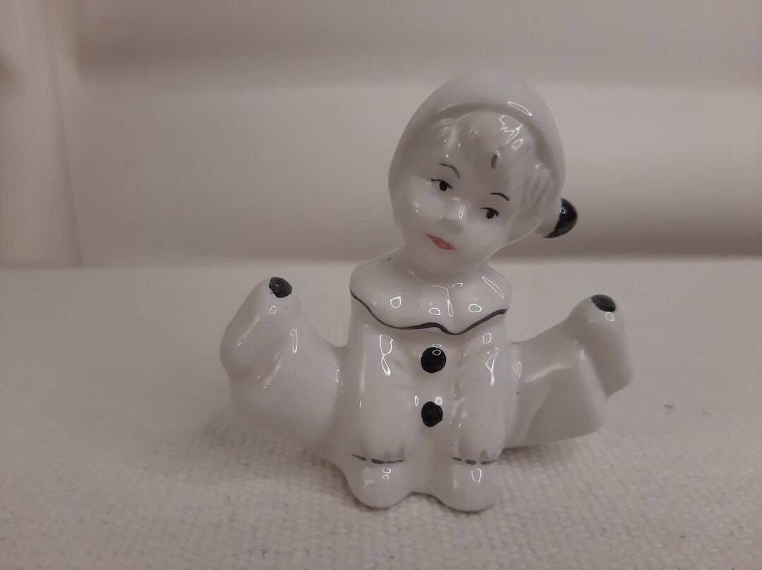 Pierrot Boy Sitting, Miniature, Porcelain, 1980, Vintage - Etsy