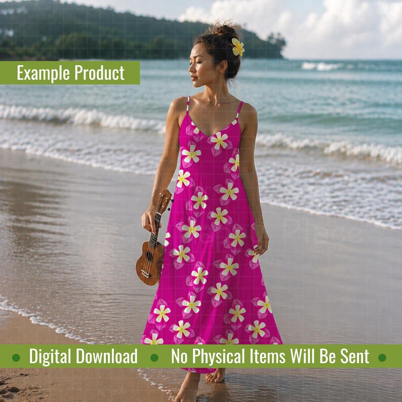Bright Pink Plumeria Seamless Pattern: Hand-drawn Tropical PNG (digital ...