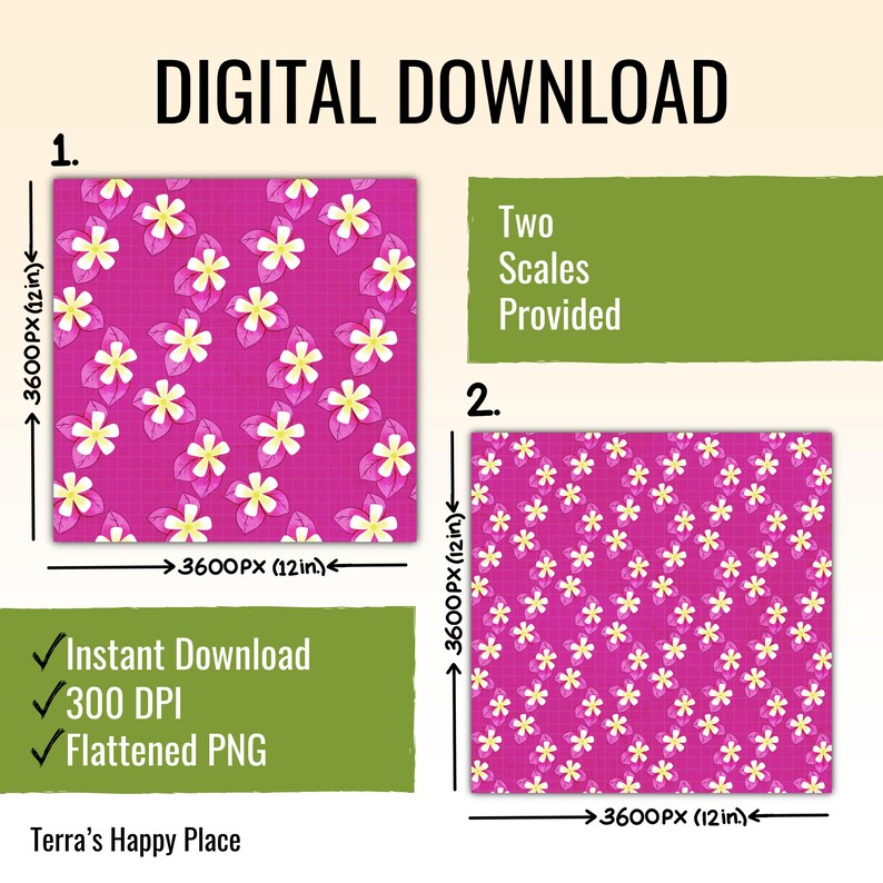 Bright Pink Plumeria Seamless Pattern: Hand-drawn Tropical PNG (digital ...