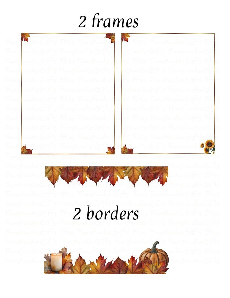 Fall Clipart Autumn Clipart Fall Frames Leaves and Pumpkin - Etsy