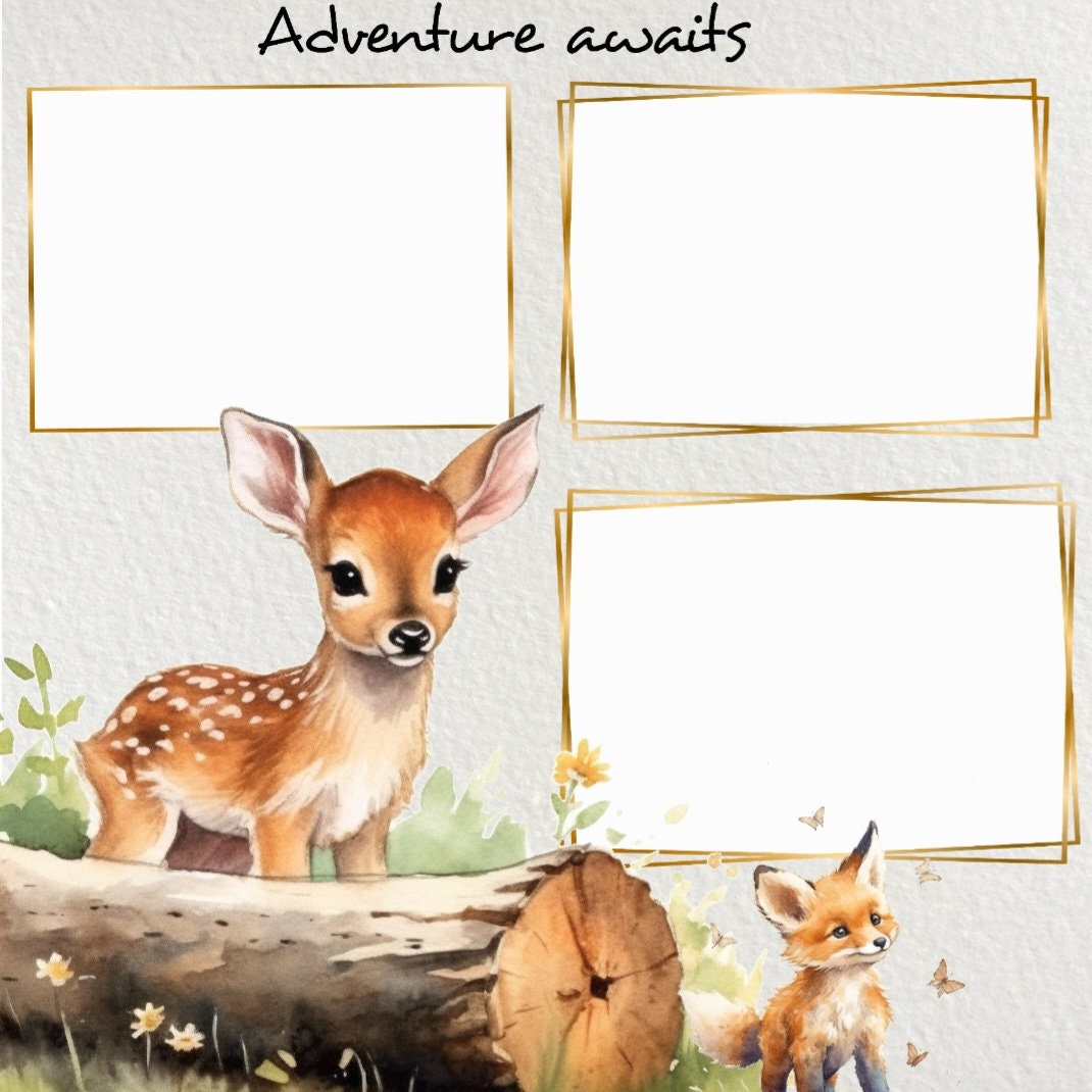 Woodland Digital Scrapbook Paper Collection Woodland Animals - Etsy