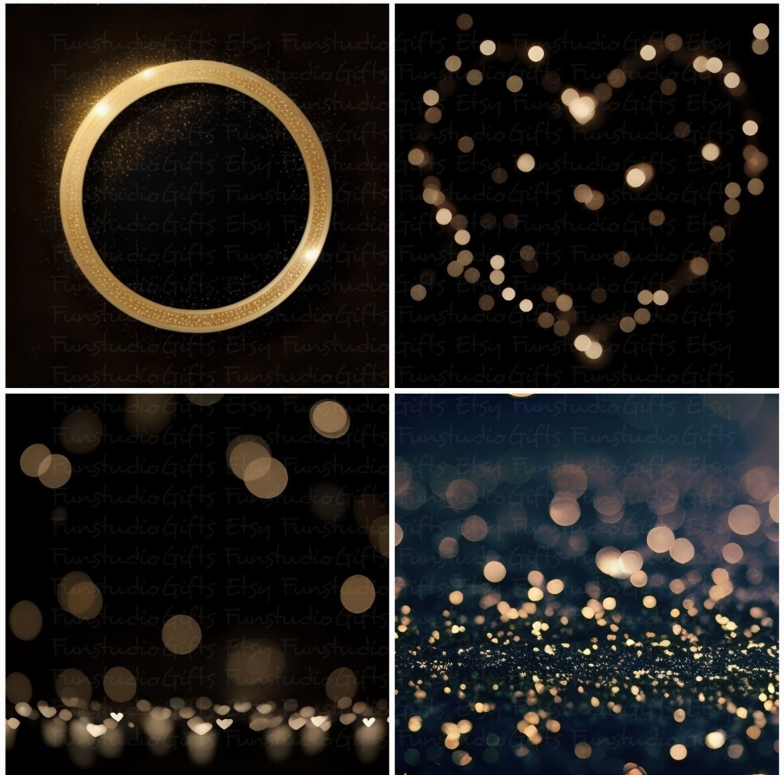 18 Bokeh Overlays Baby Shower Overlays Gold Bokeh Filter Wedding Heart ...