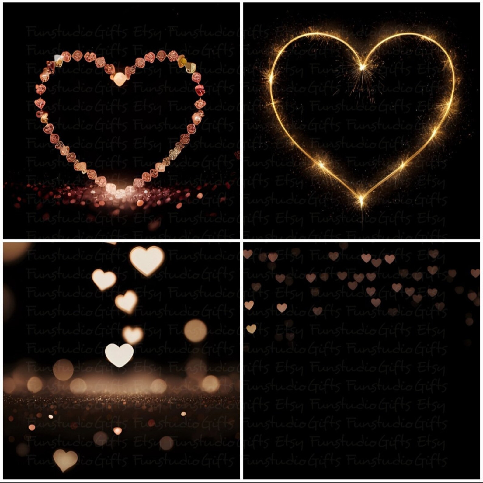 Heart Bokeh Overlays Gold Bokeh Filter Bokeh Photo Overlay - Etsy