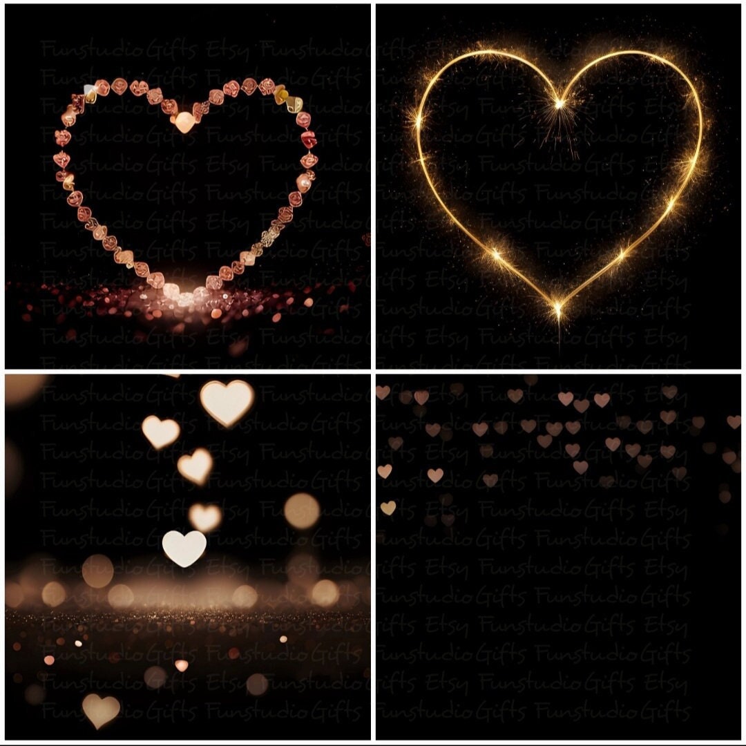 Heart Shaped Bokeh Overlays Gold Bokeh Photo Filter Romantic Photo Studio Filter - Etsy