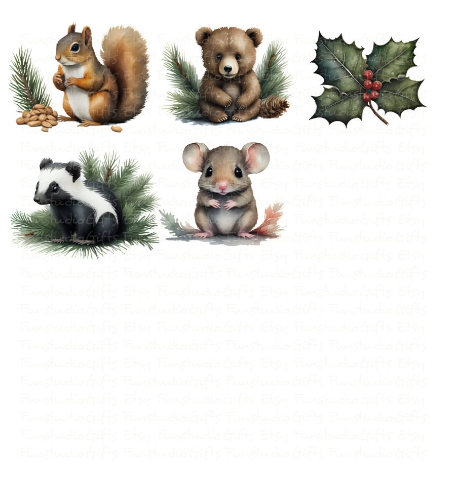 Christmas Animal Clipart Transparent Animal Images Woodland Christmas ...