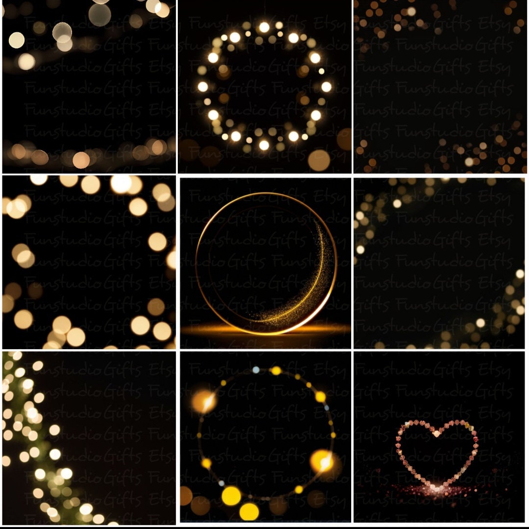 12 Bokeh Border Overlays Gold Overlays Bokeh Filter Wedding Overlay ...