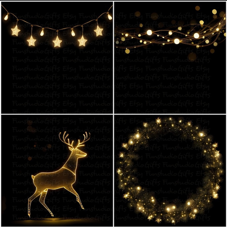 Bokeh Overlays Christmas Overlays Gold Bokeh Reindeer Filter - Etsy