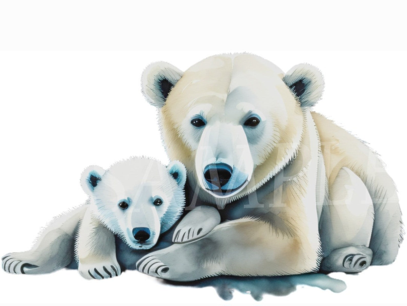 Mom and Baby Polar Bear Clipart Winter Clipart Bear Family Artic Polar ...