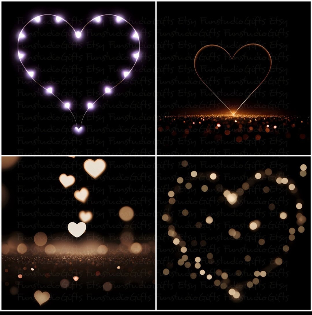 Heart Bokeh Overlays Gold Bokeh Filter Bokeh Photo Overlay - Etsy
