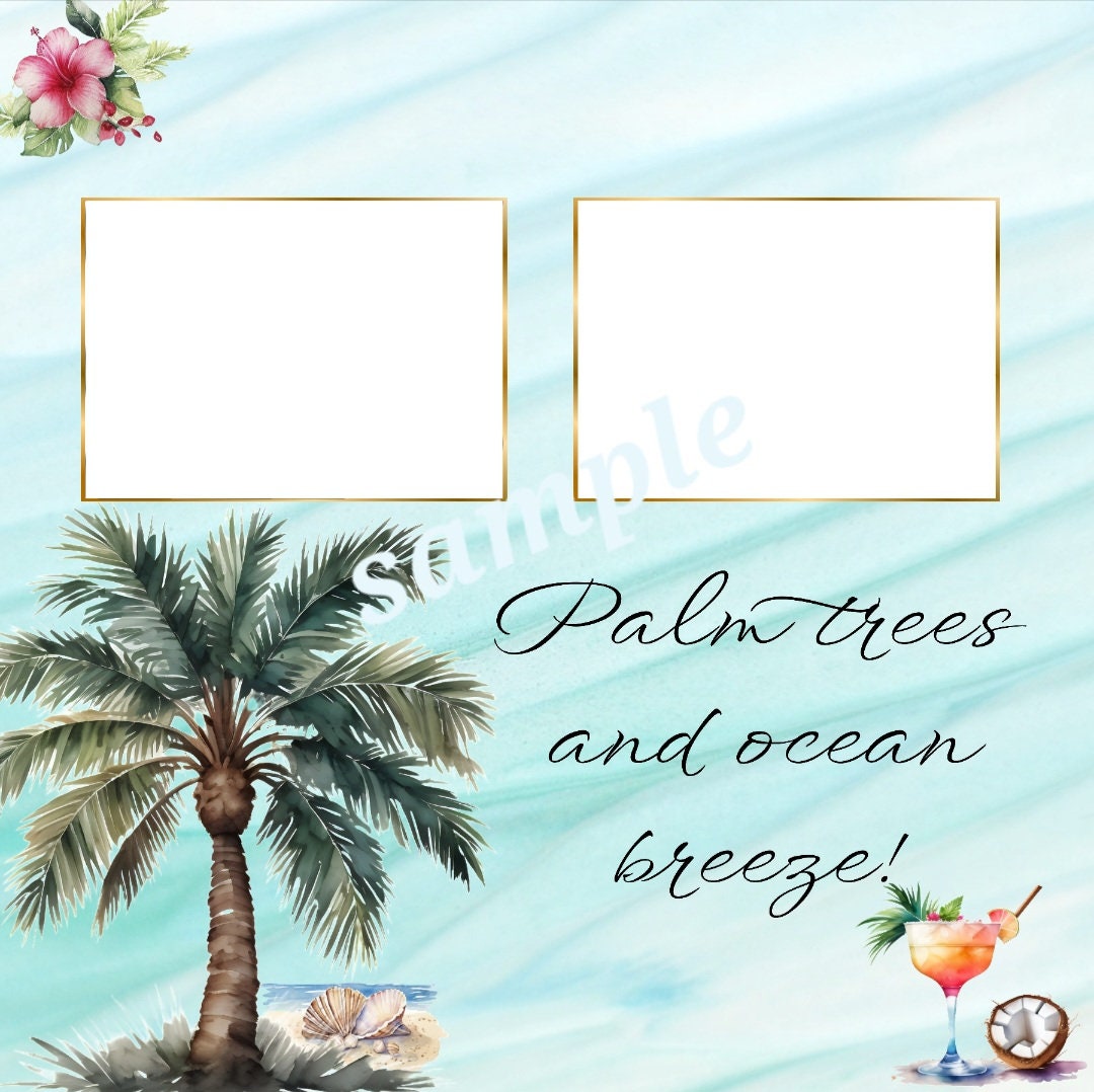 Scrapbook Template Pages Summer Vacation Beach Premade Scrapbook Pages ...