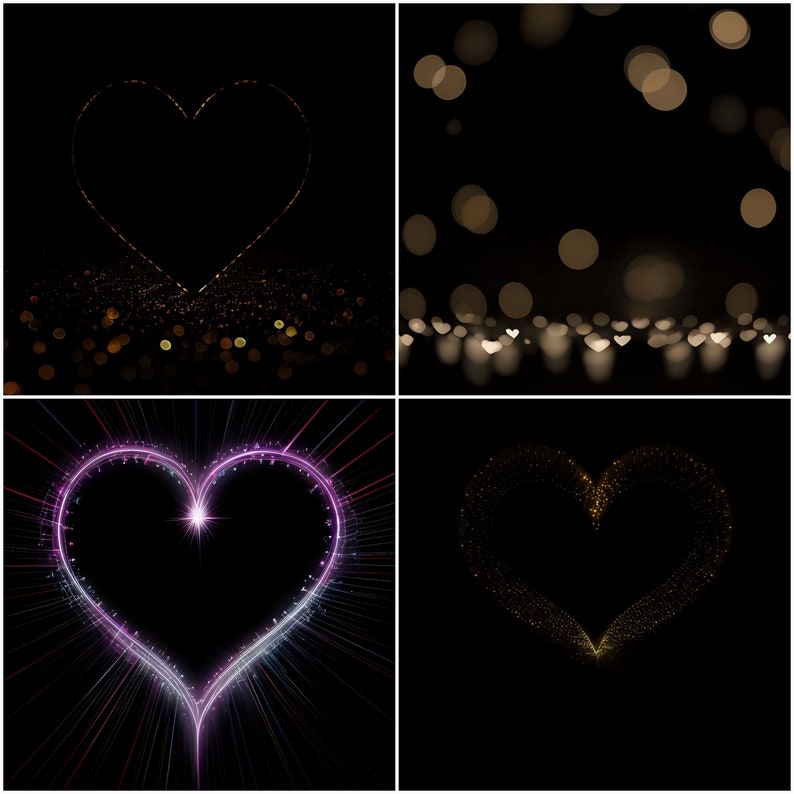 Heart Bokeh Overlays Gold Bokeh Filter Bokeh Photo Overlay - Etsy
