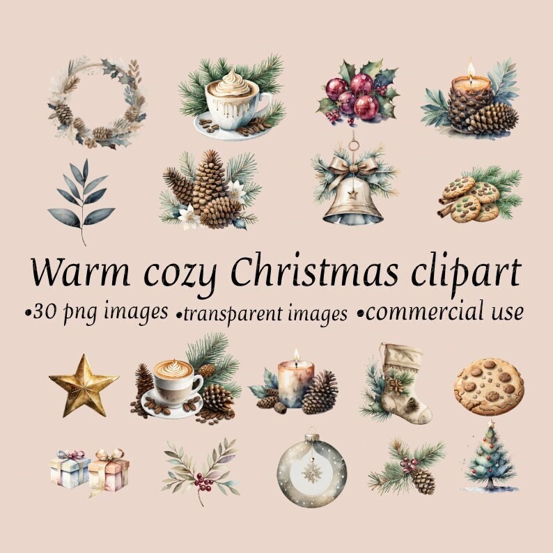 Warm and Cozy Christmas Clipart Holiday Clipart Winter Clipart ...