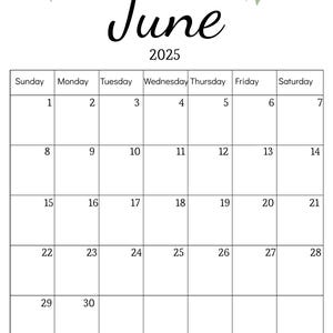 2025 Digital Calendar Leaf Eucalyptus Calendar Greenery Printable ...