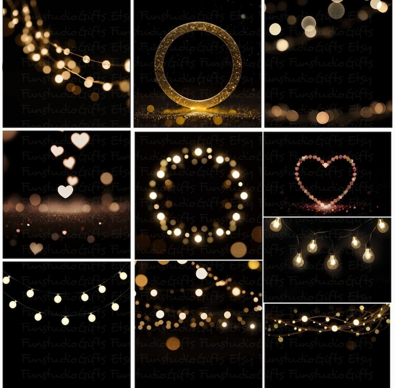 18 Bokeh Overlays Baby Shower Overlays Gold Bokeh Filter Wedding Heart ...