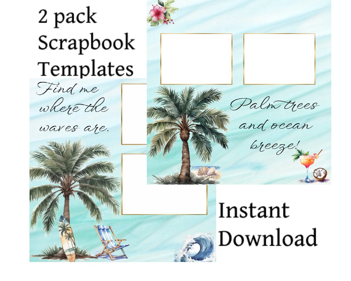 Scrapbook Template Pages Summer Vacation Beach Premade Scrapbook Pages ...