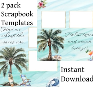 Scrapbook Template Pages Summer Vacation Beach Premade Scrapbook Pages ...
