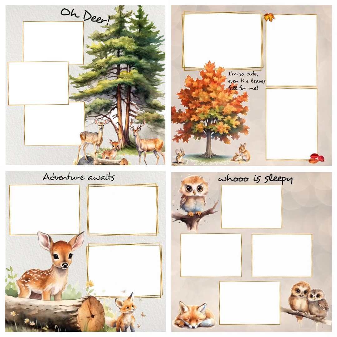 Woodland Digital Scrapbook Paper Collection Woodland Animals Paper ...