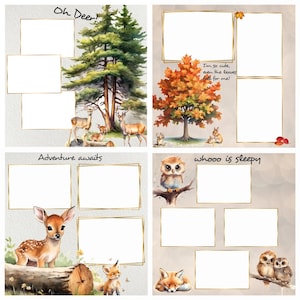 Woodland Digital Scrapbook Paper Collection Woodland Animals Paper ...