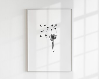 Simple Line Art, Flower Art Drawing, Printable Wall Art, Home Decor, Floral Art, Minimalist ...