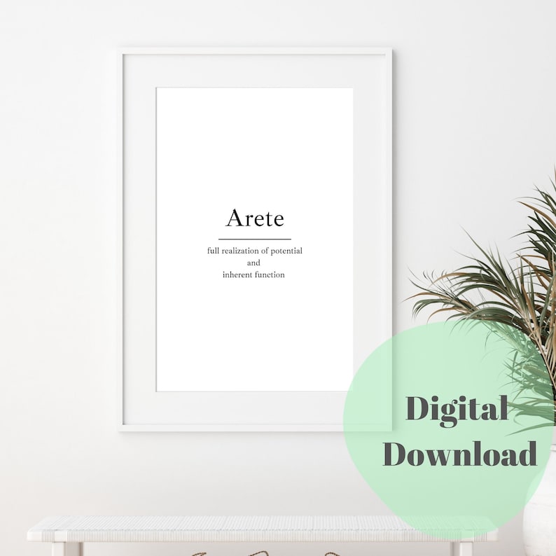 Arete Simple Definition Printable Poster Print at Home - Etsy