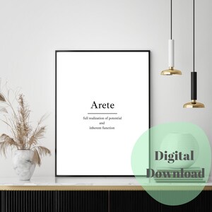 Arete Simple Definition Printable Poster Print at Home - Etsy