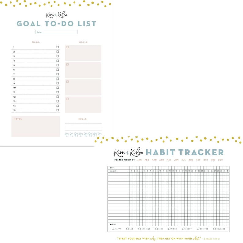 Printable Daily Checklist & Habit Tracker - 2 Printable Planners PDF - Etsy