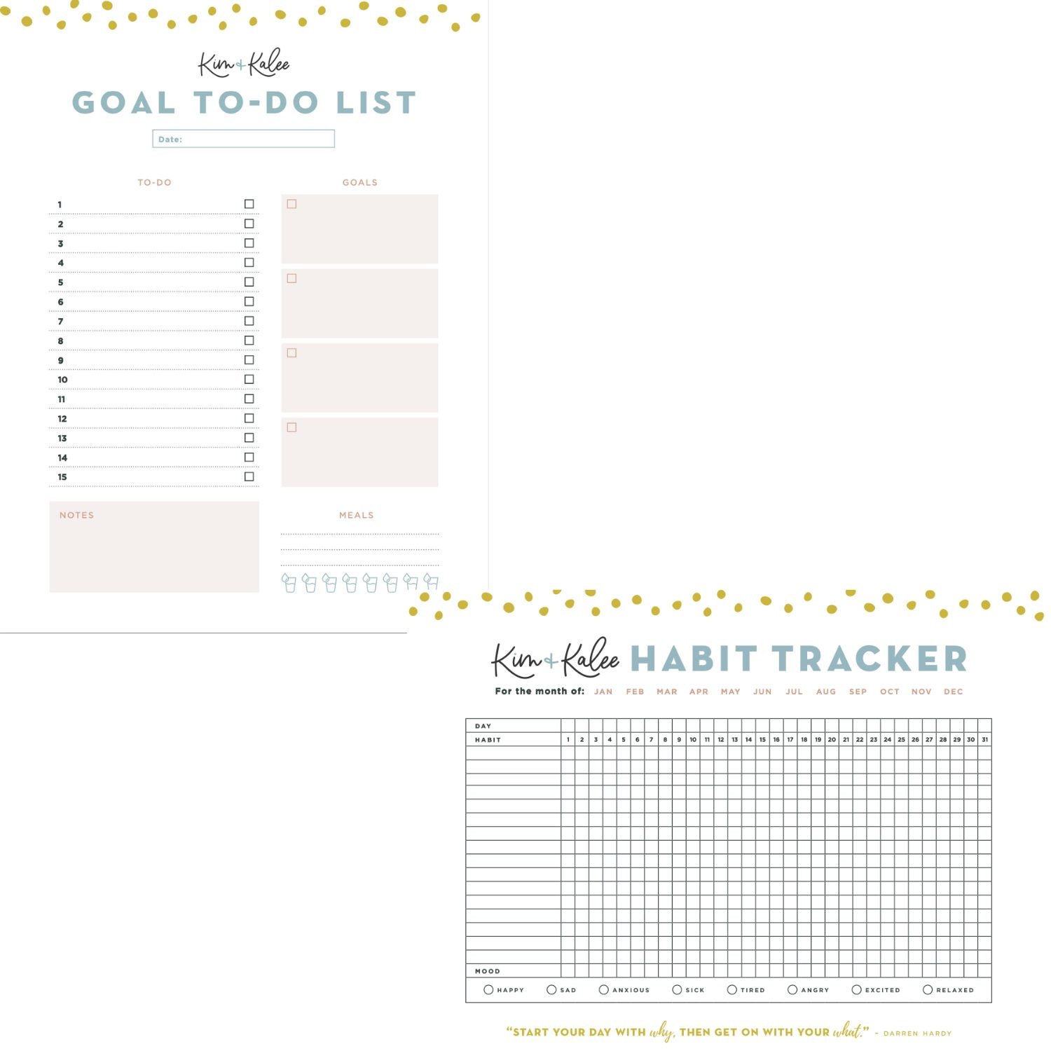 Printable Daily Checklist & Habit Tracker - 2 Printable Planners PDF - Etsy