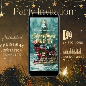 Animated Christmas Party Invitation Template: Editable Canva Design ...