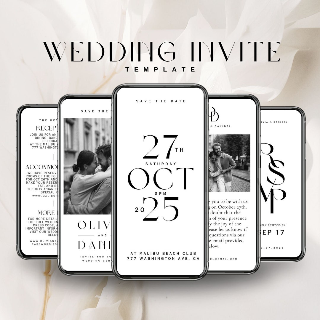 Modern Wedding Invitation Template, Video Wedding Invitation Editable ...