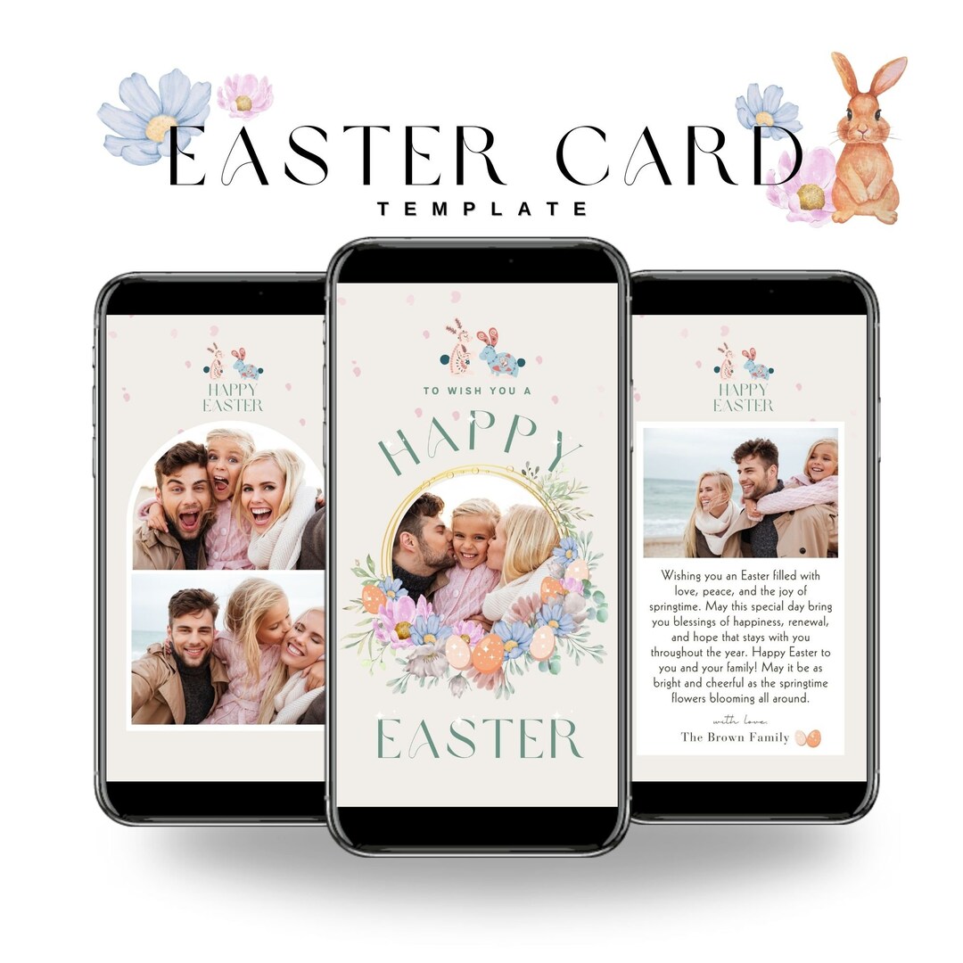 Editable Easter Card Template Digital Download Happy Easter Card ...