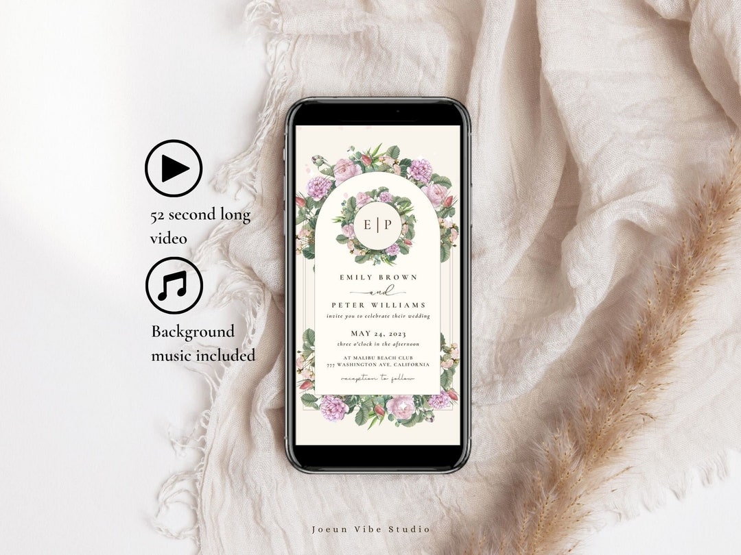 DIY Animated Video Wedding Invitation Floral Editable Wedding ...