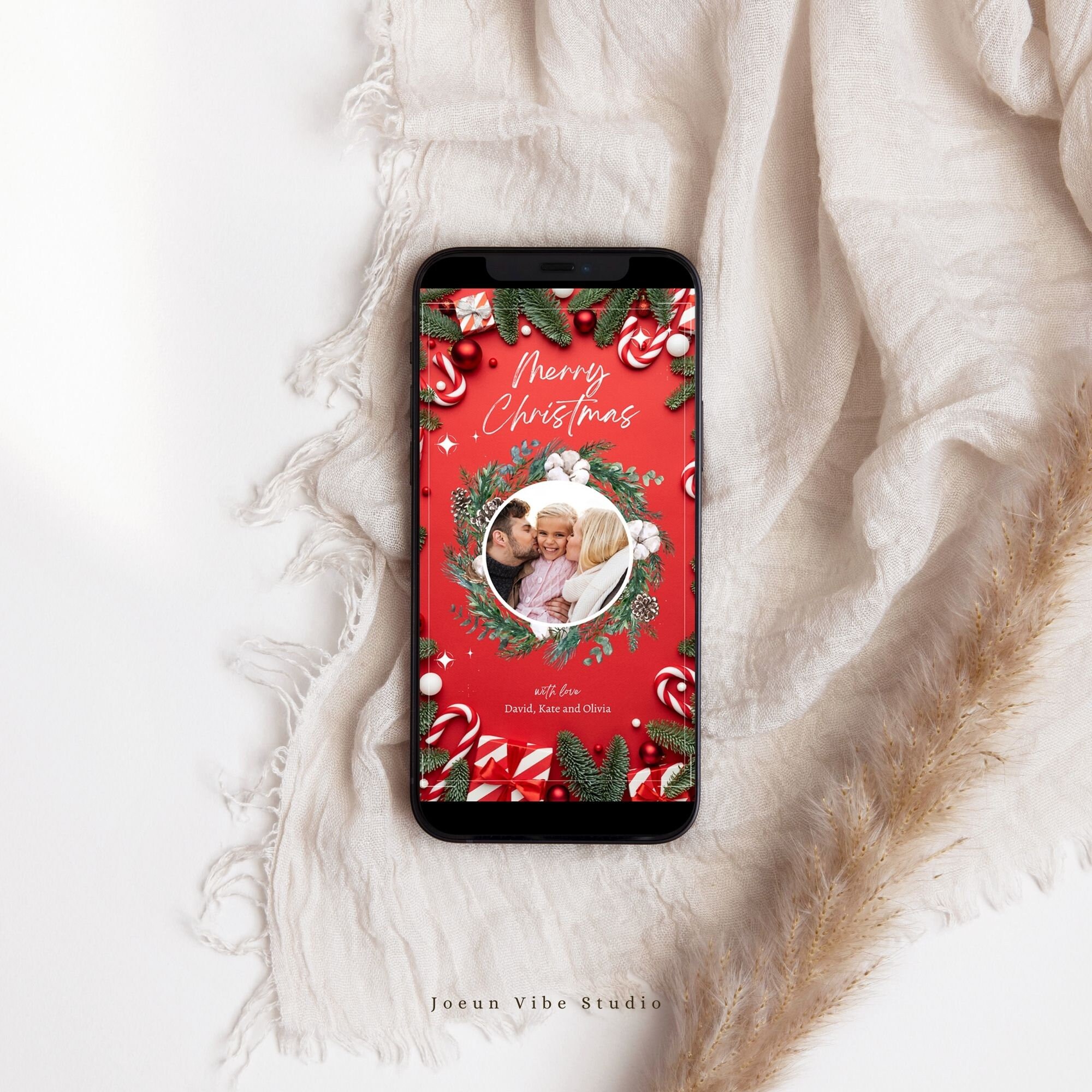 Animated Video Christmas Card Template, Electronic Editable Photo ...