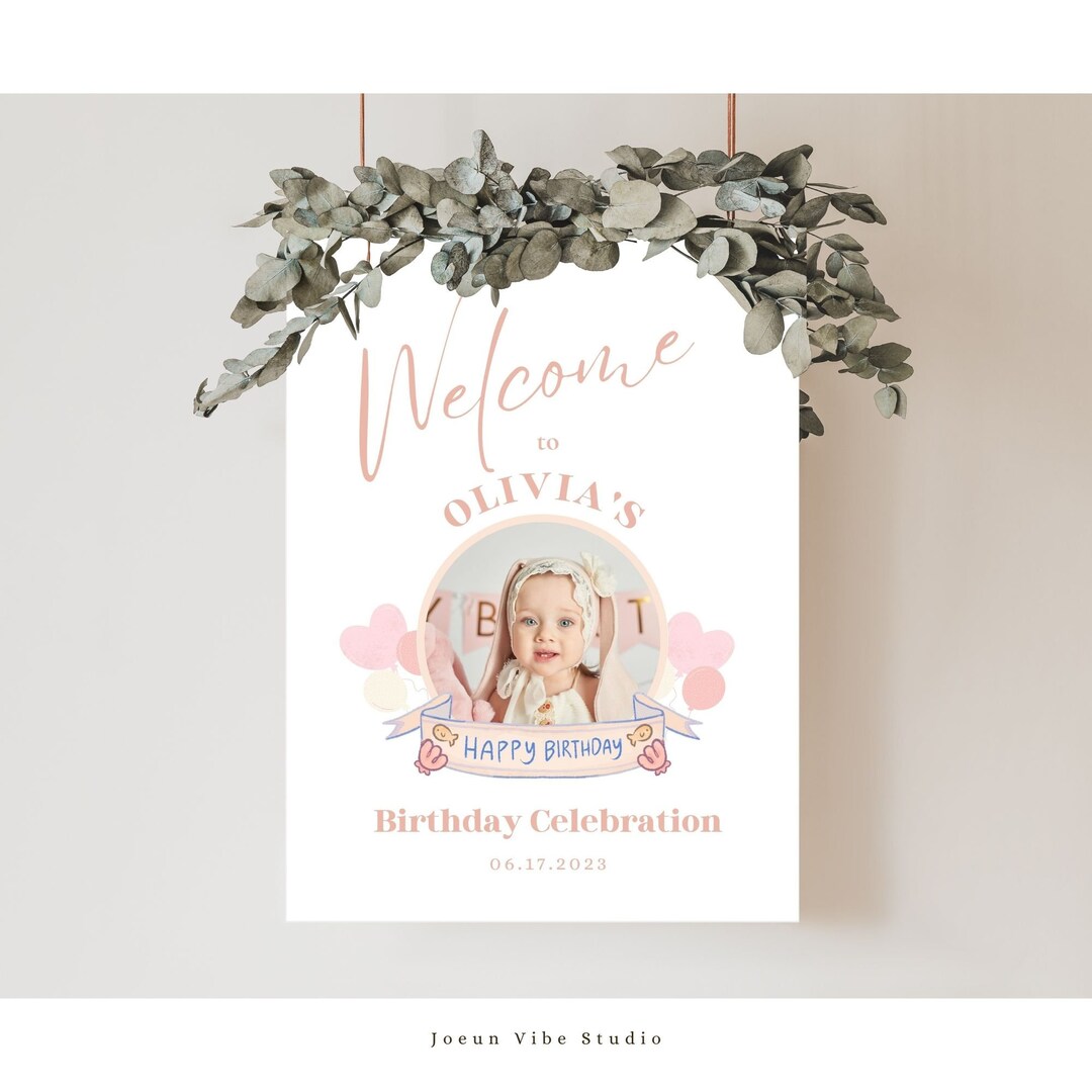 Printable Girl 1st Birthday Welcome Sign (digital Download) - Etsy
