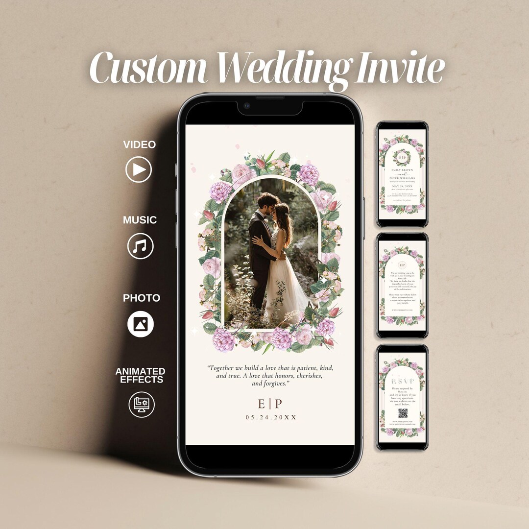 Custom Animated Wedding Invitation Video: Elegant Floral Design ...