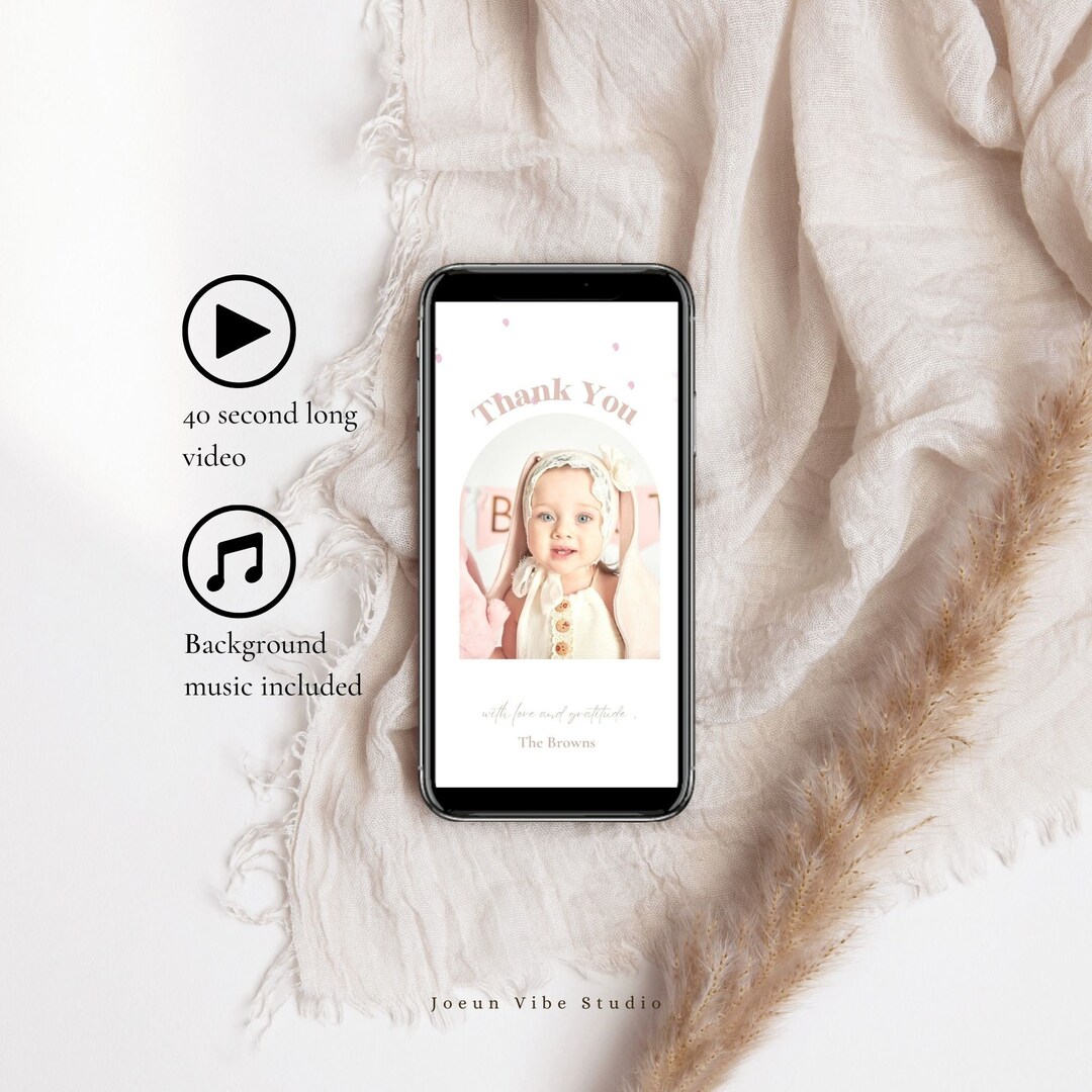 Baby Birthday Thank You Card Template, Kids Birthday Thank You Card ...