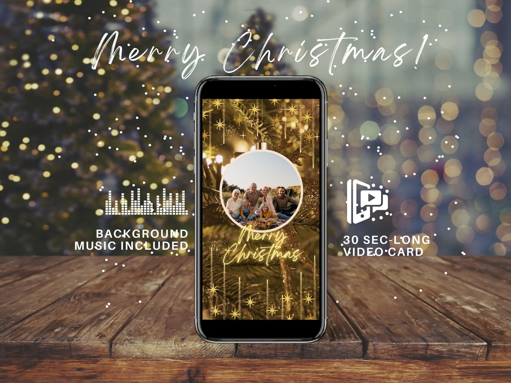 Christmas Card Template Canva, Animated Holiday Greeting, Editable ...