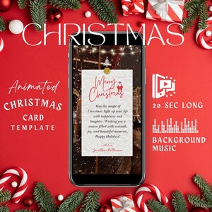 Photo Christmas Card Template Editable Christmas Greeting Card Template ...