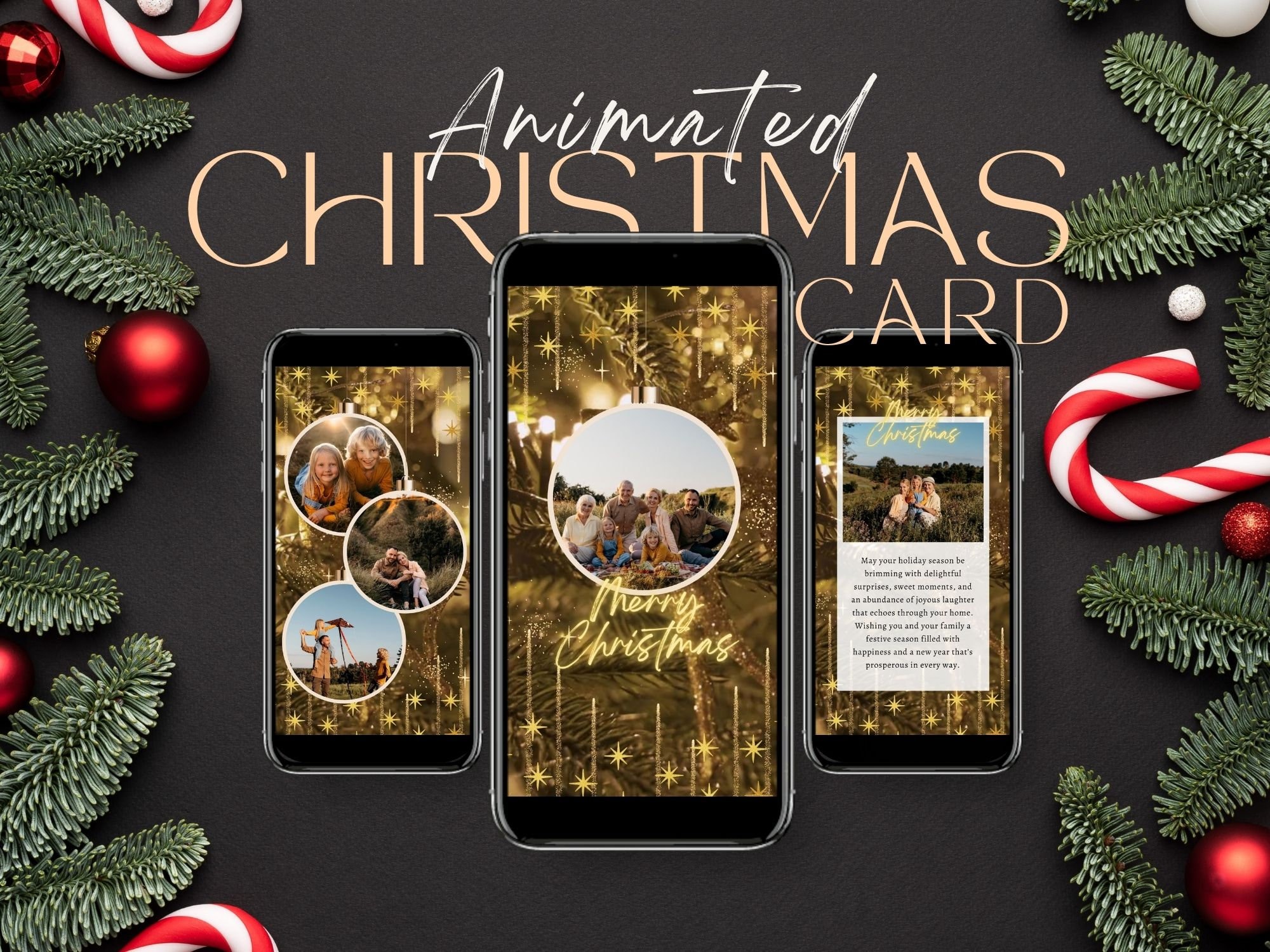 Christmas Card Template, Editable Christmas Animation Card, Animated ...