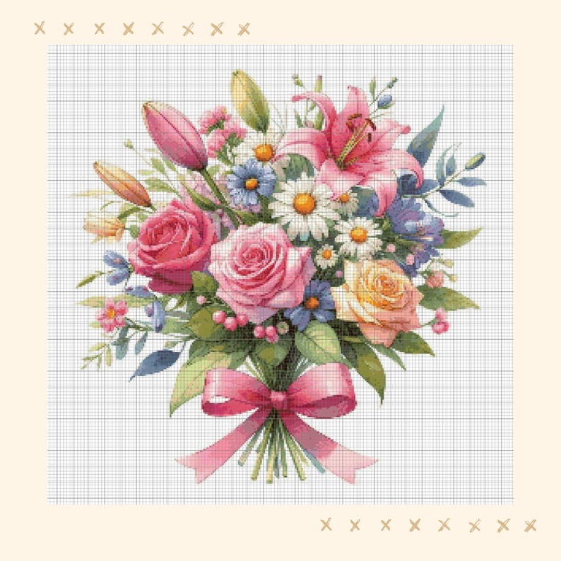 Cross Stitch Pattern / Digital File / Flower Painting / Flowers Cross ...