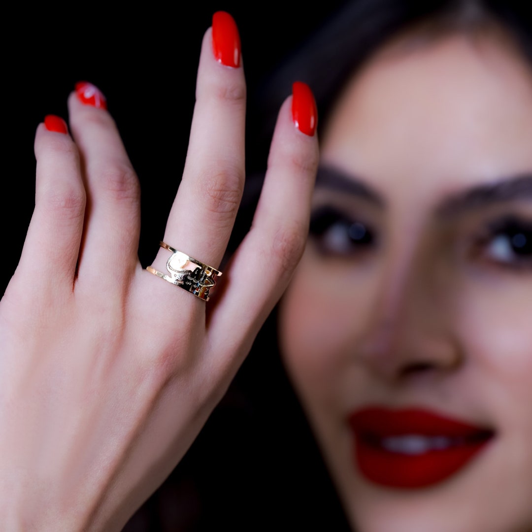 Arabic Gold Ring, Arabic Name Jewelry, Gold Arabic Name Ring, Custom ...
