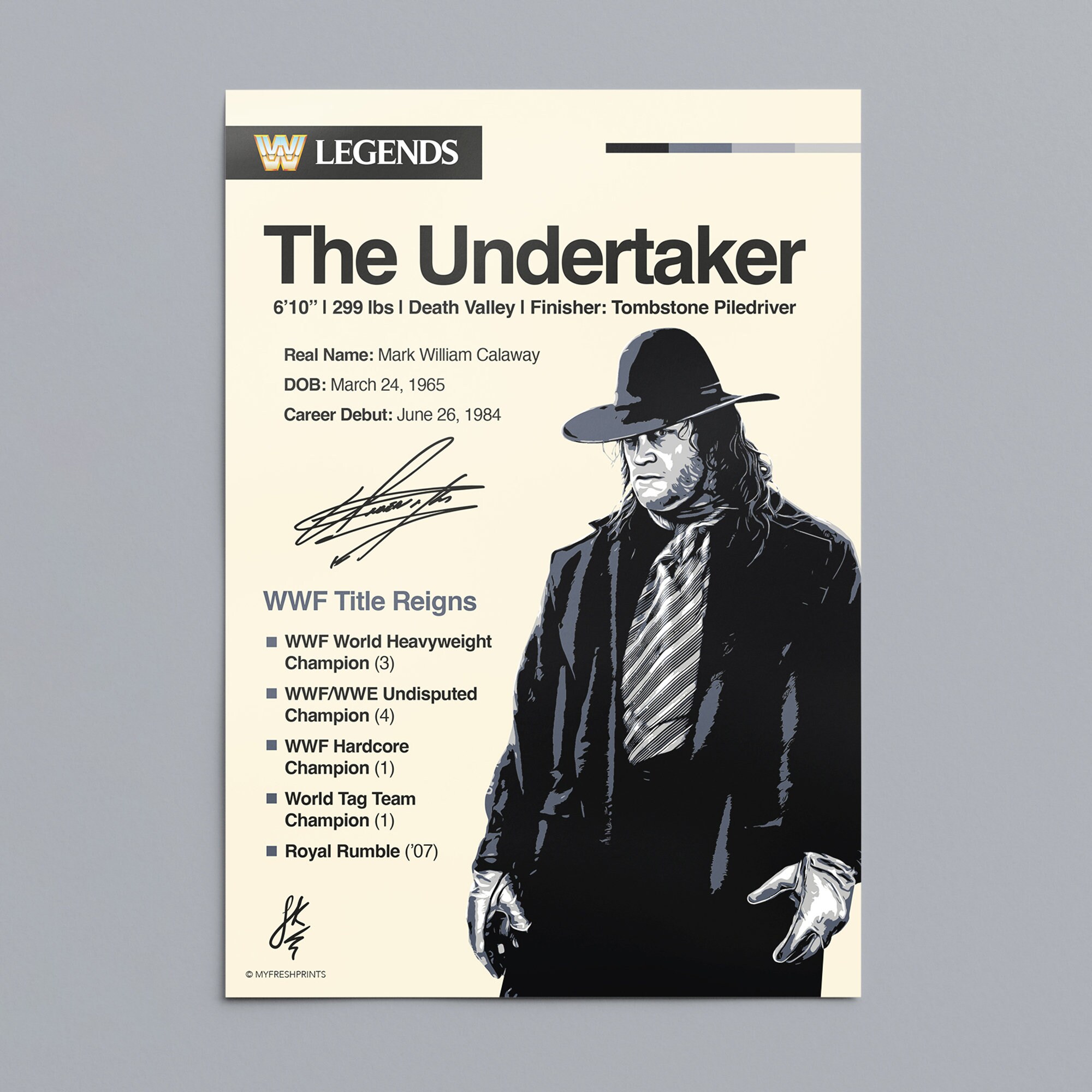 The Undertaker golden Era Poster Wrestling Legends WWE - Etsy