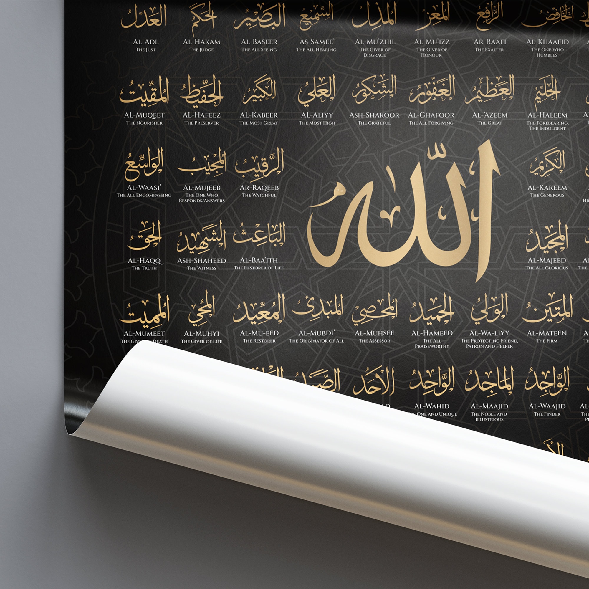 99 Names of Allah al Asma Ul Husna Poster With English Translations and ...